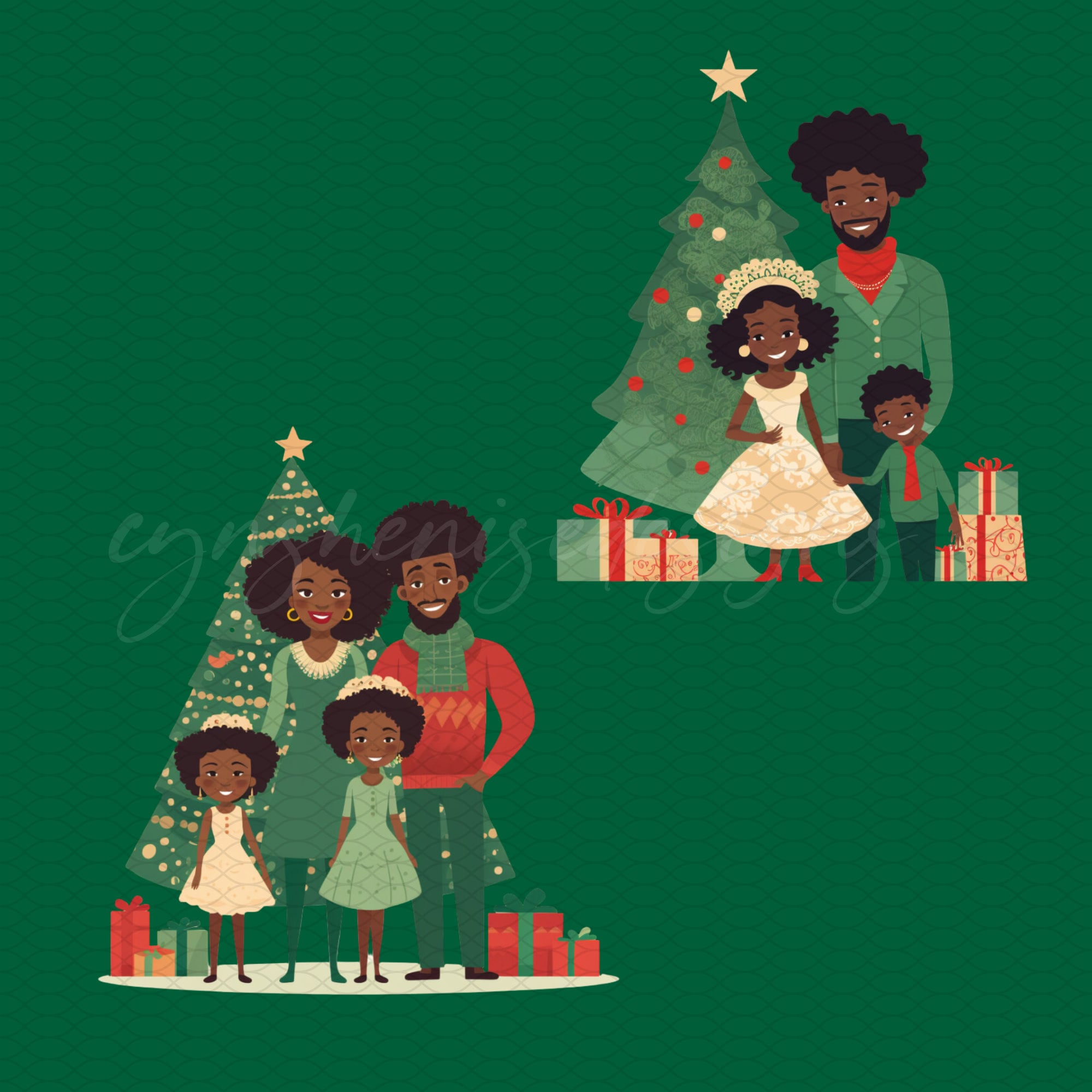 Christmas Holiday Clipart PNG Bundle, Winter Clipart, African American ...