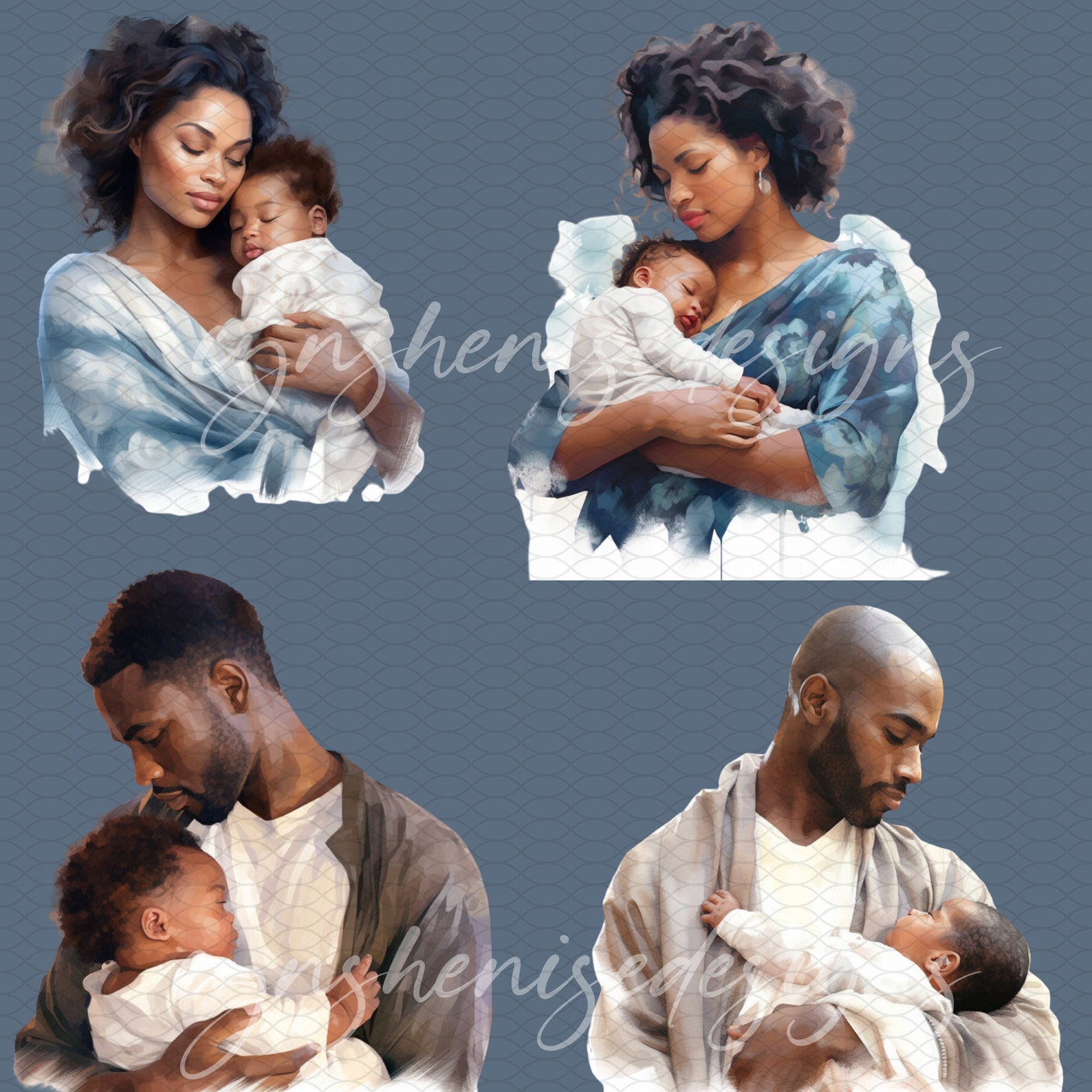 African American Baby Shower Clipart, Black Baby Boy Bundle Digital ...