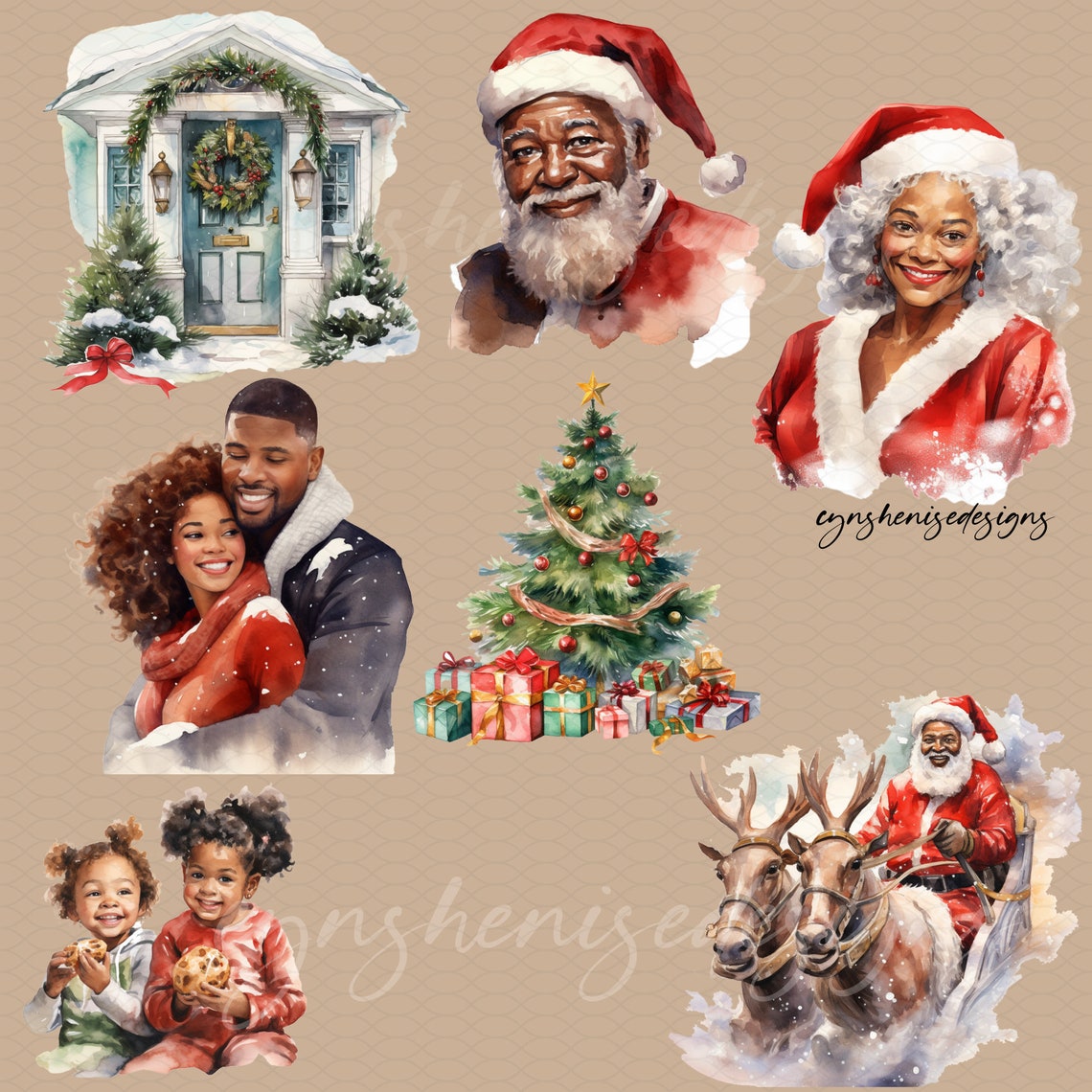 African American Santa Clipart, Black Santa Clipart, African American ...