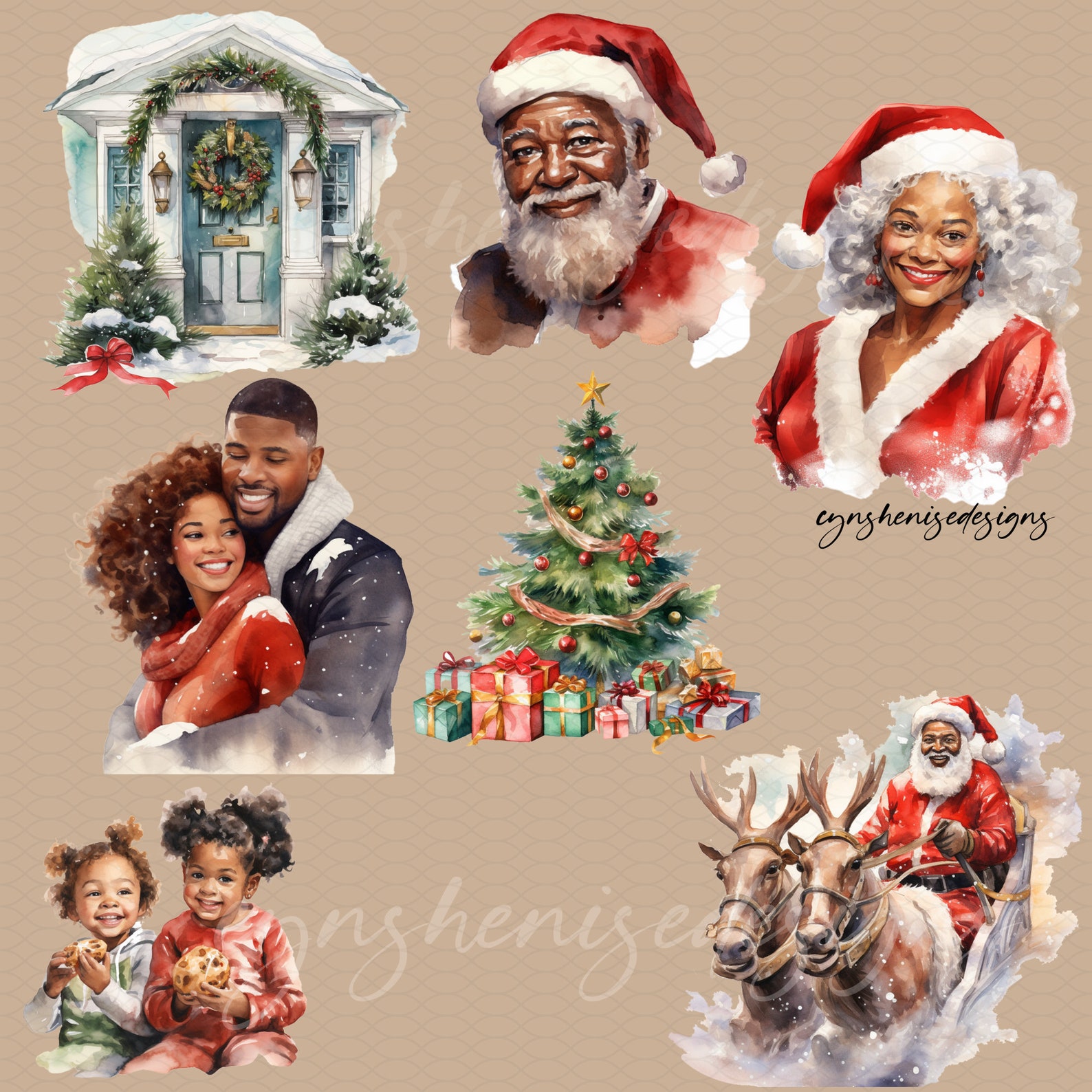 African American Santa Clipart, Black Santa Clipart, African American ...