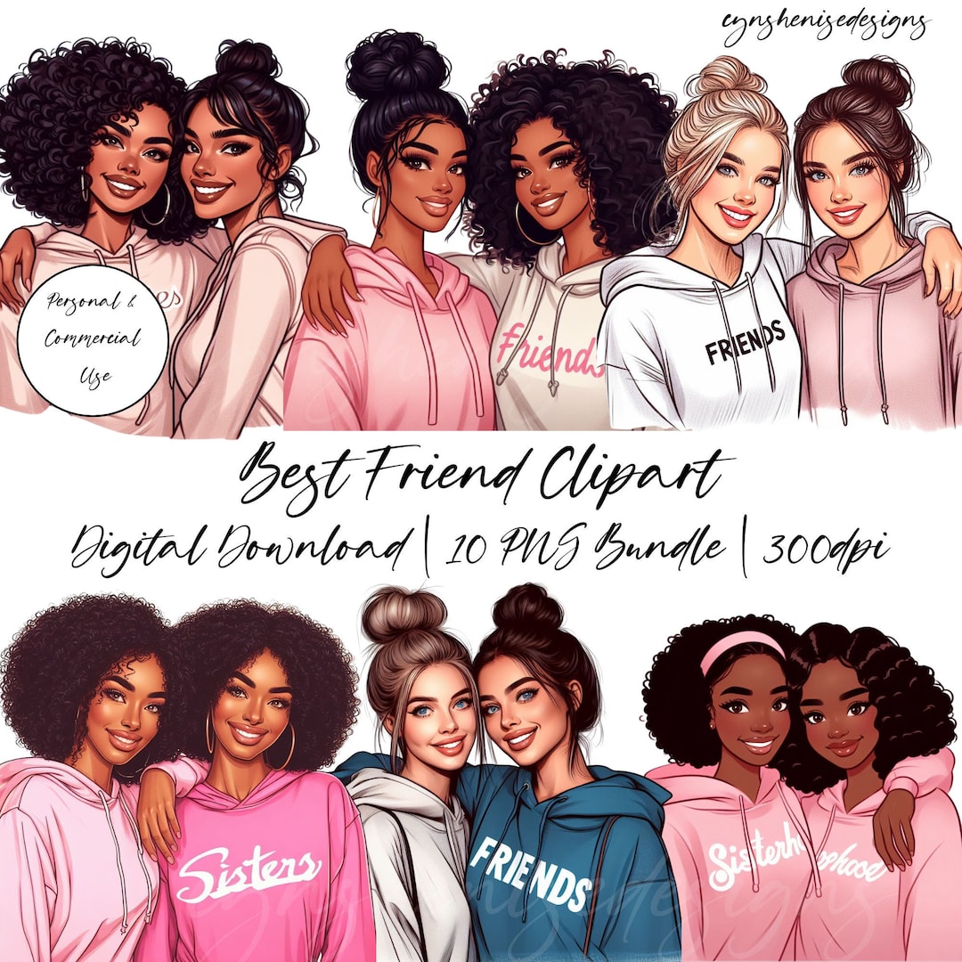 Black Girl PNG, Afro Girl Clipart, Black Woman, Best Friends, Sisters ...