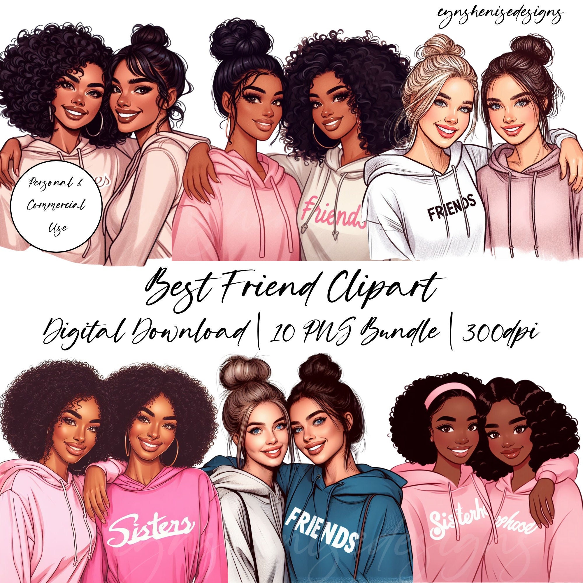 Black Girl PNG, Afro Girl Clipart, Black Woman, Best Friends, Sisters ...