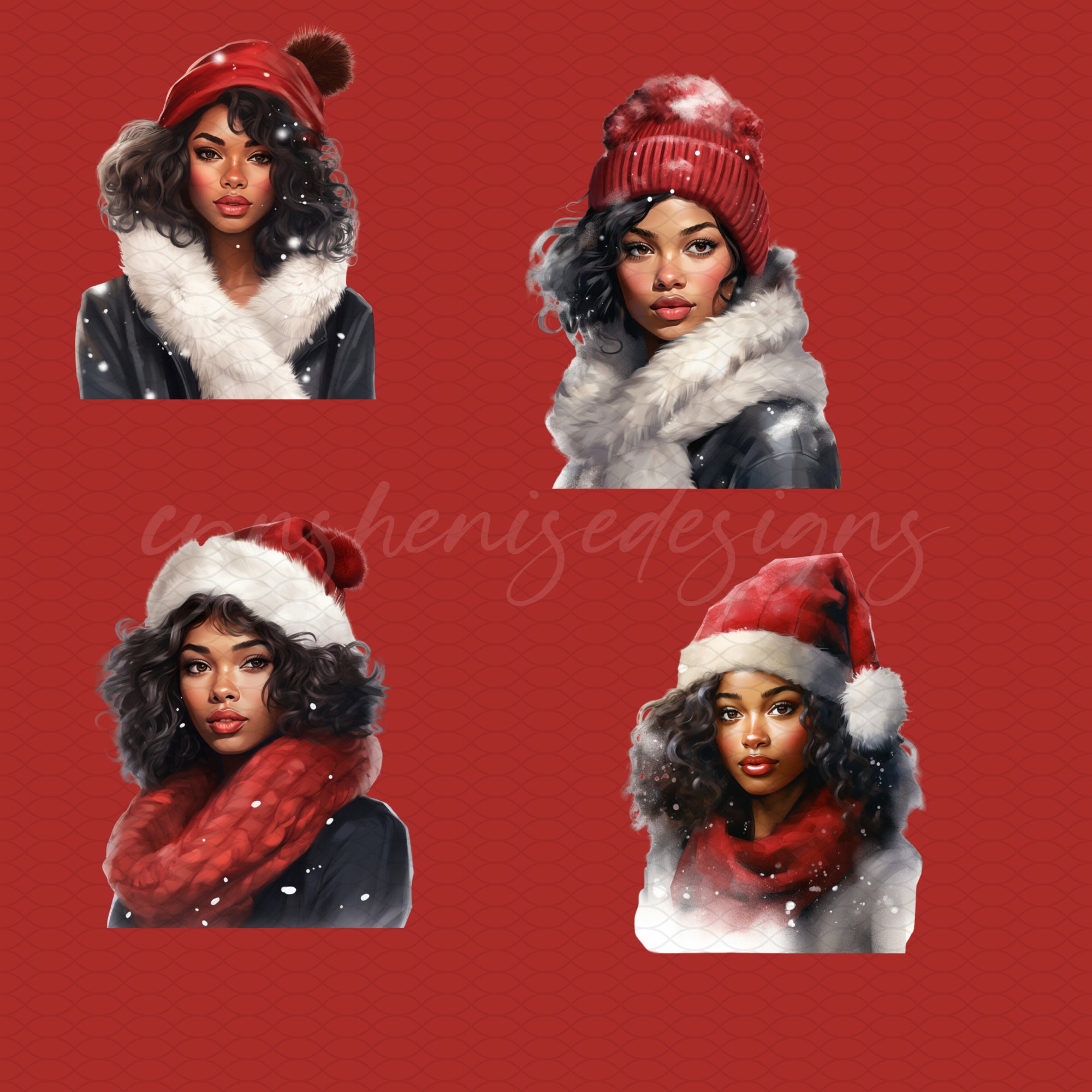 African American Santa Clipart, Black Santa Clipart, African American ...