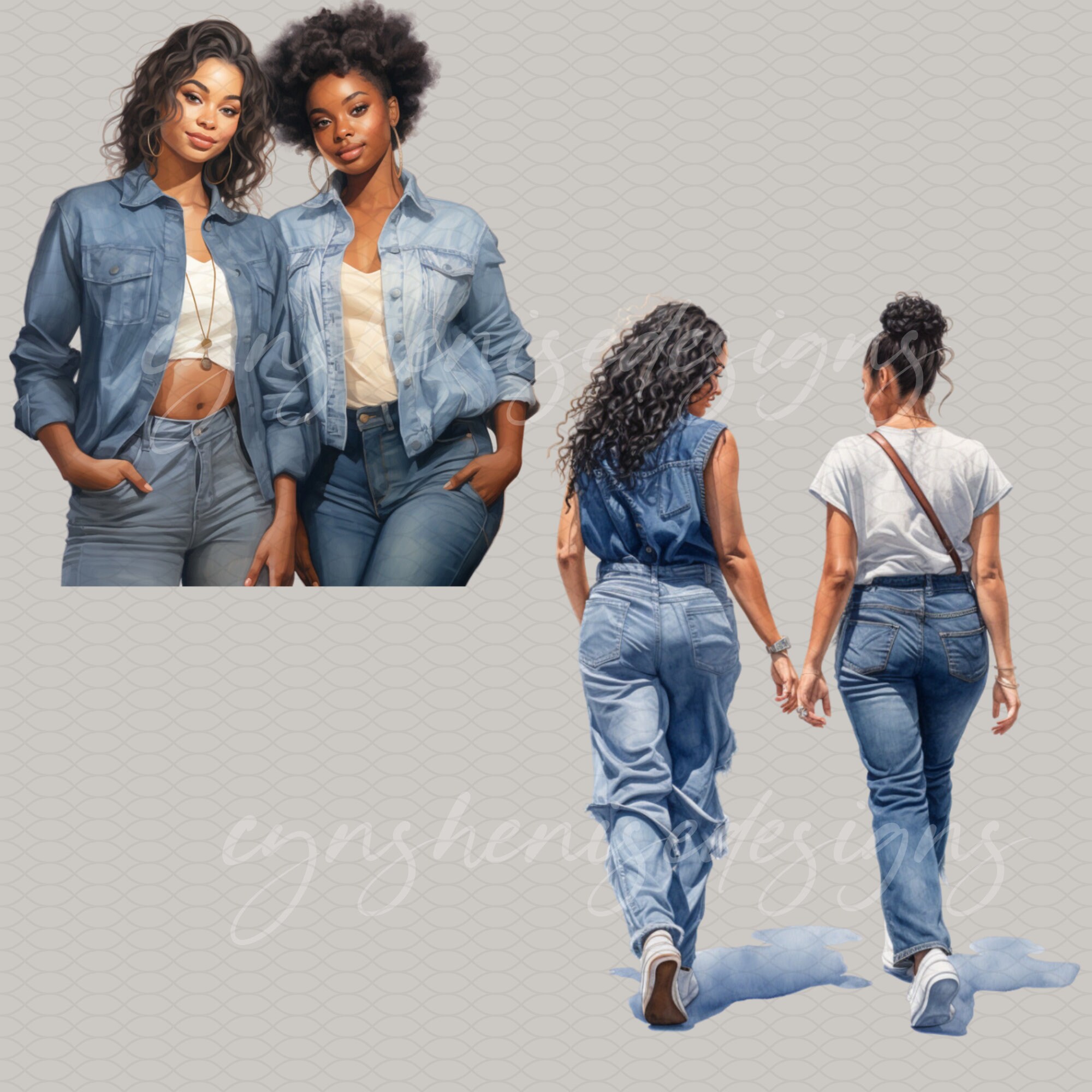 African American Black Woman Denim Clipart Black Girl - Etsy