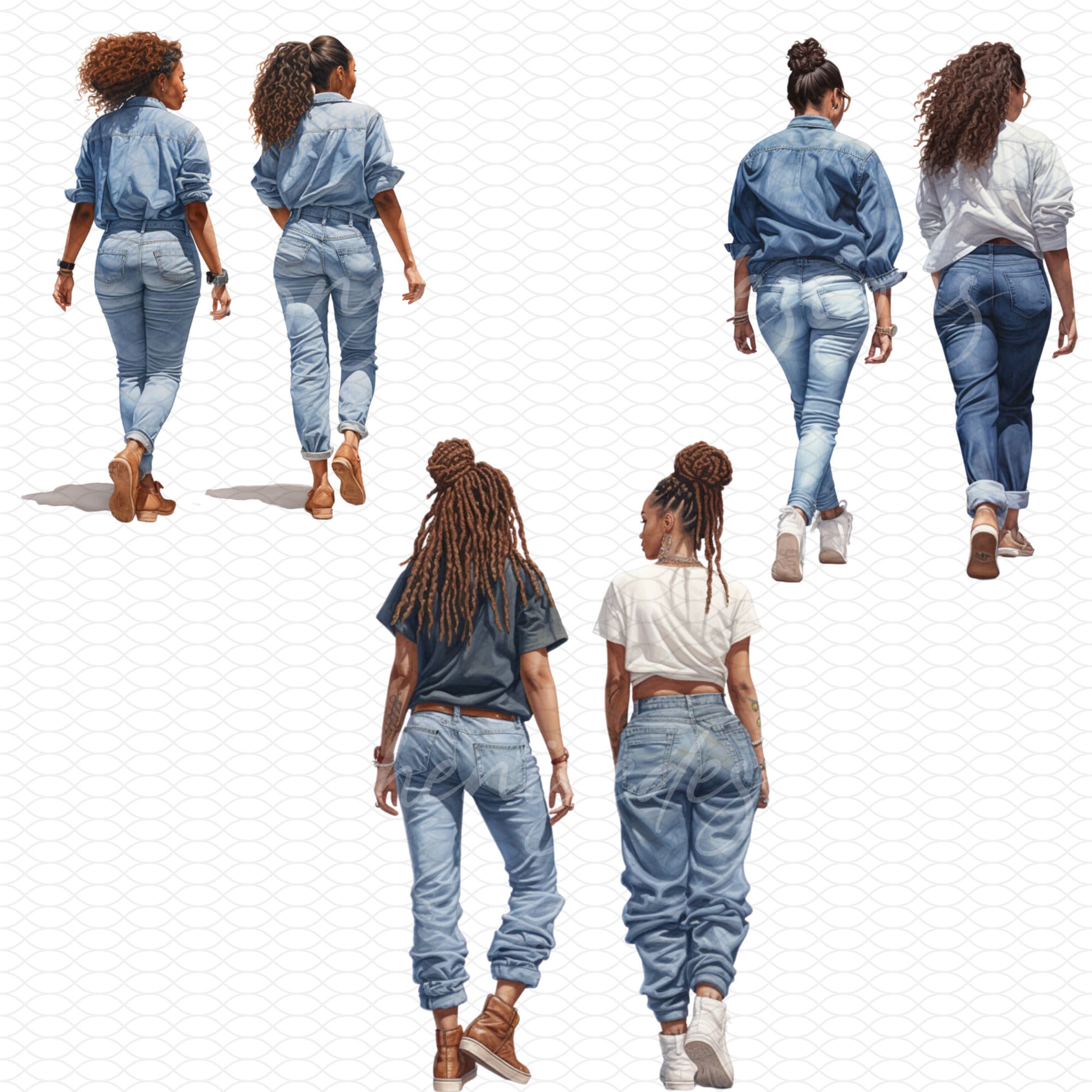 African American Black Woman Denim Clipart, Black Girl Clipart, Afro ...