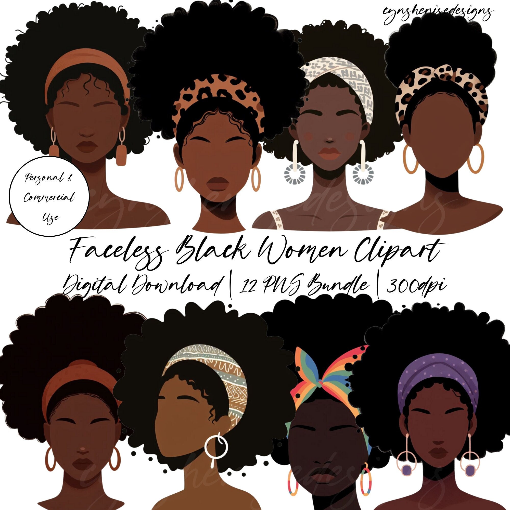 Faceless Black Girl PNG, Black Woman, Black Girl Clipart, Black Girl ...