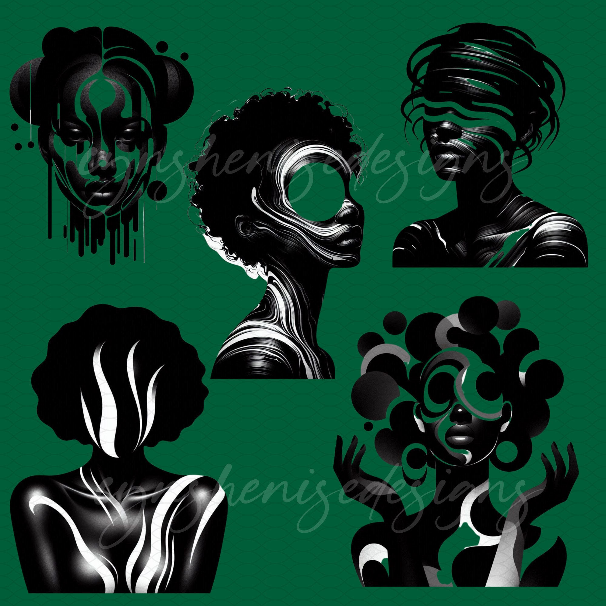 Abstract Faceless Black Girl PNG, Black Woman, Black Girl Clipart ...