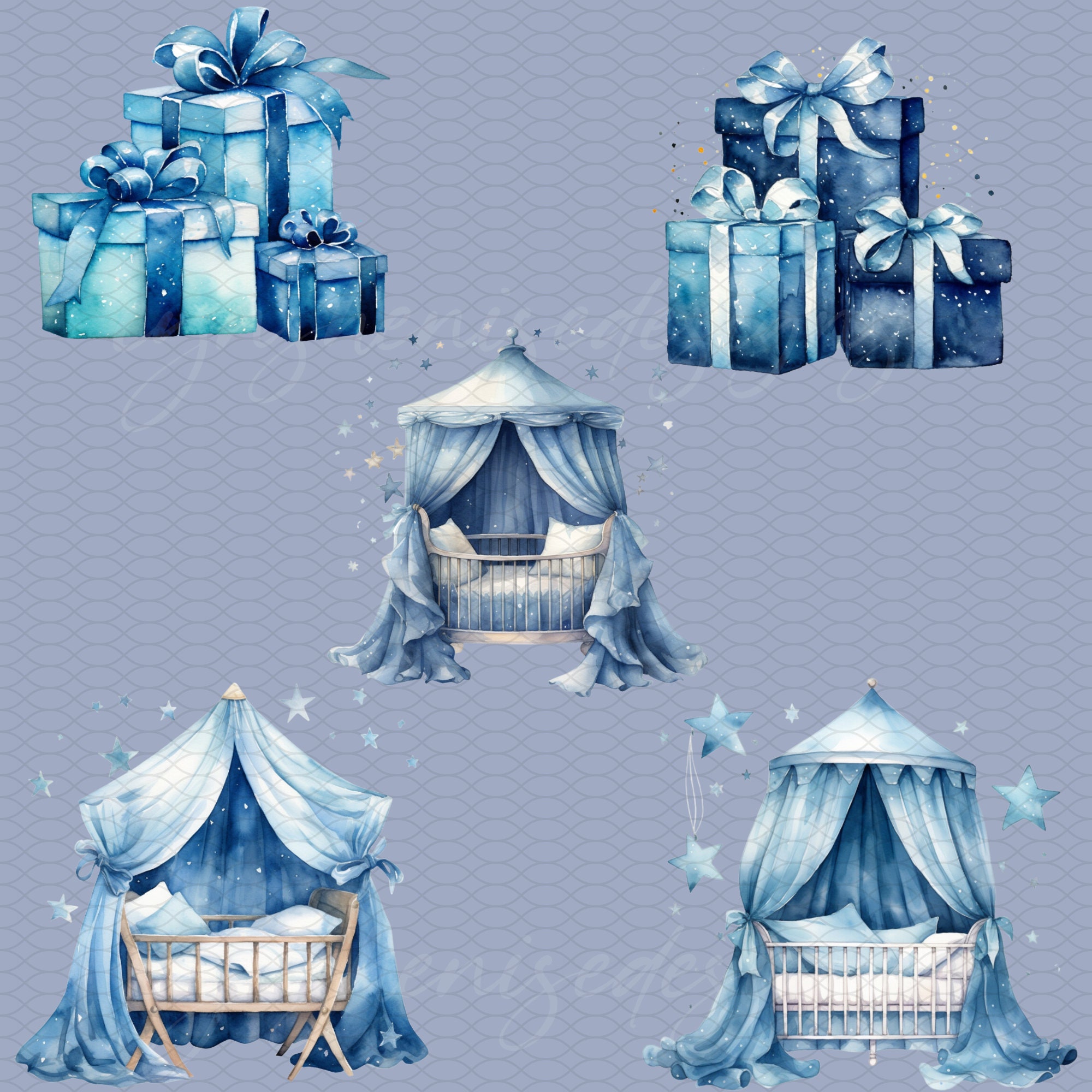 African American Baby Shower Clipart, Black Baby Boy Bundle Digital ...