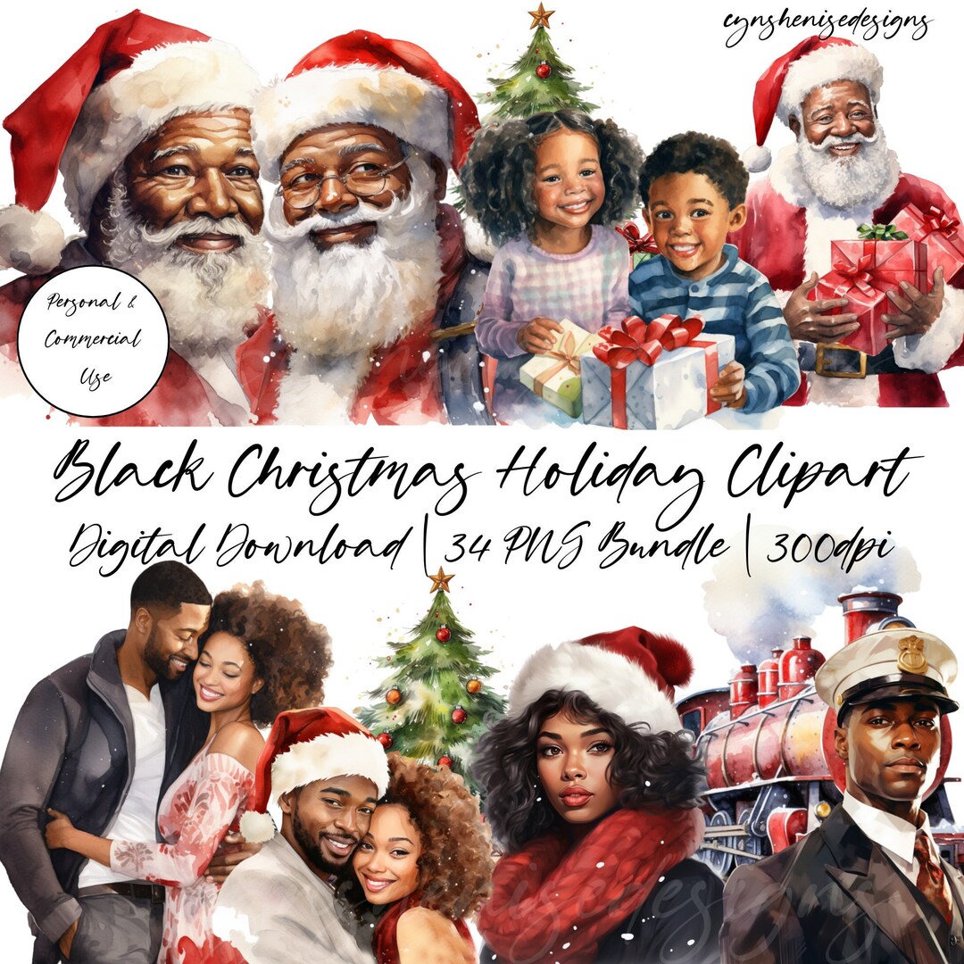 African American Santa Clipart, Black Santa Clipart, African American ...