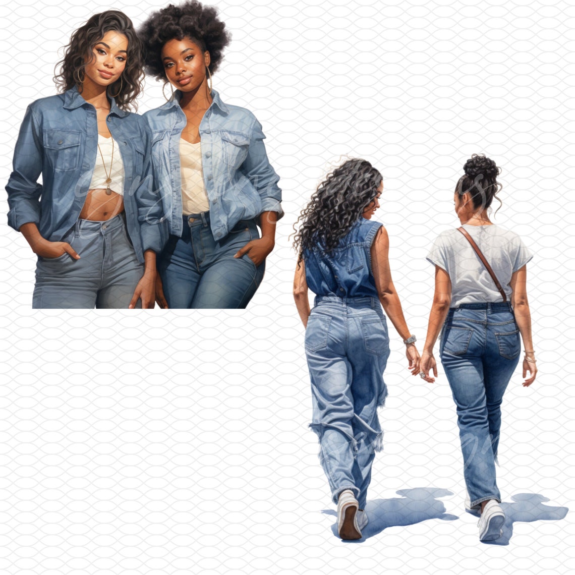 African American Black Woman Denim Clipart Black Girl - Etsy