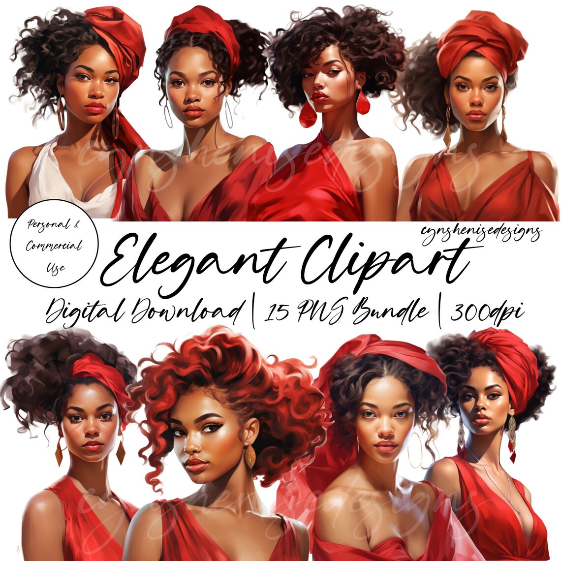 Black Woman Clipart, Black Girl Clipart, Black Girl Magic PNG, Glam ...