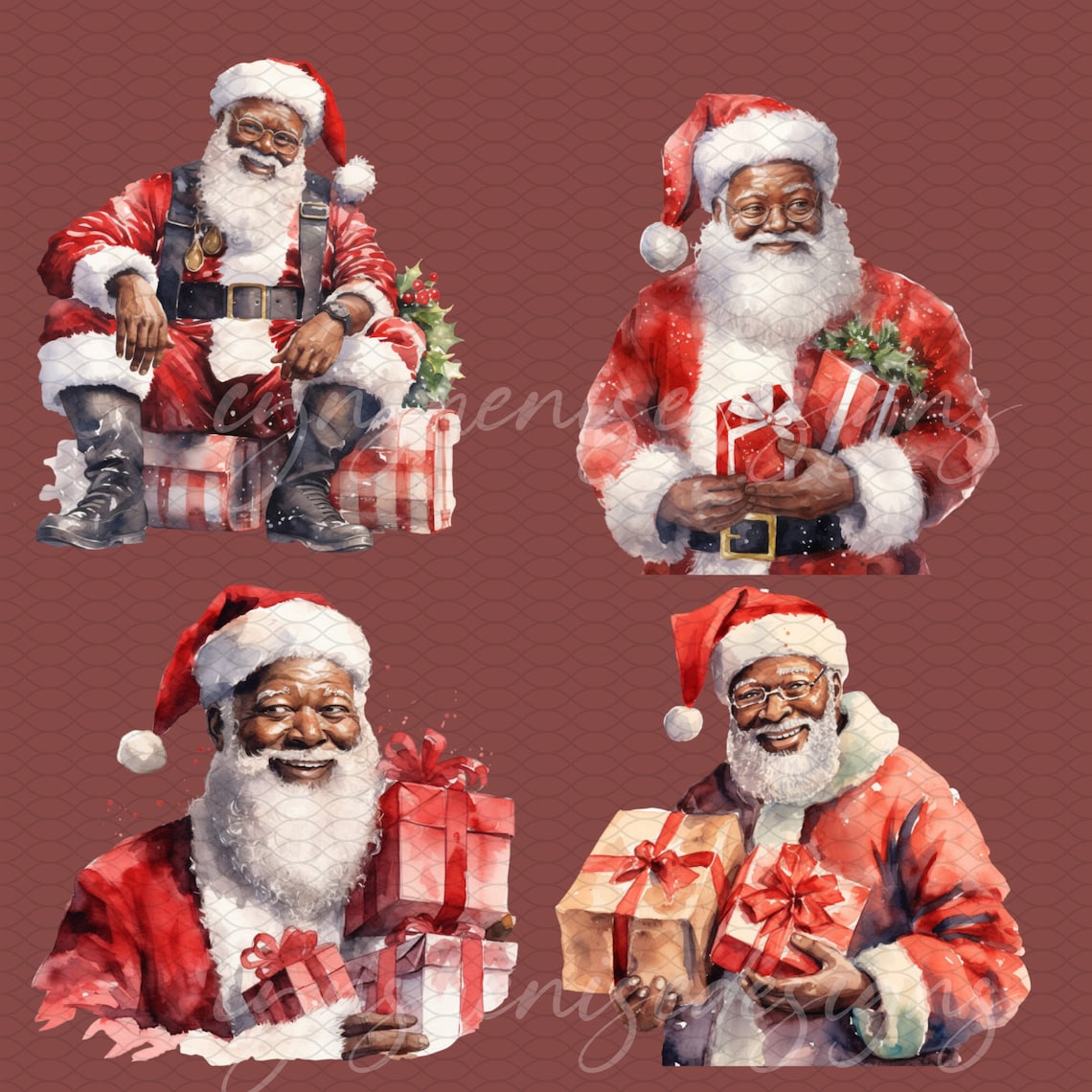 African American Santa Clipart, Black Santa Clipart, African American ...