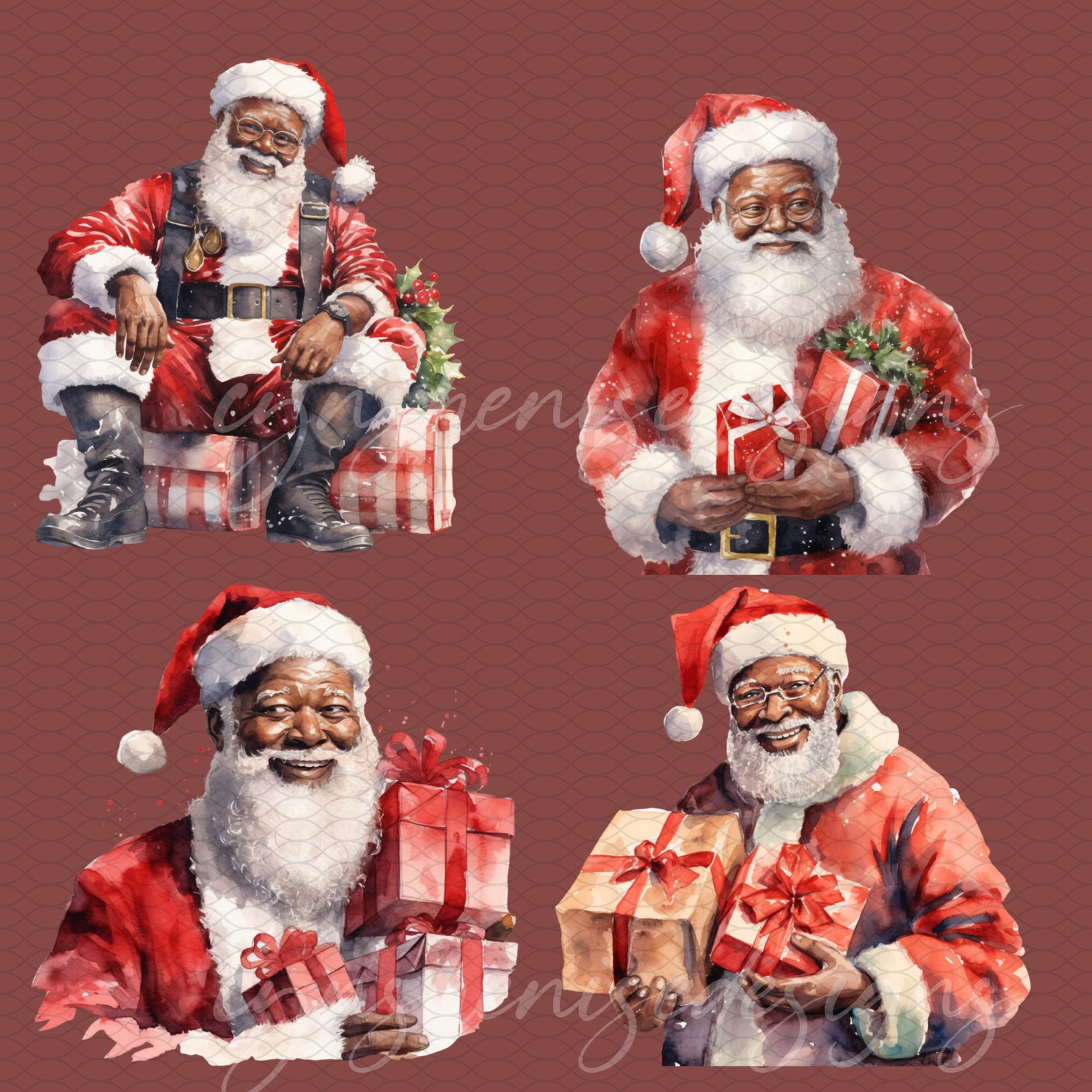 African American Santa Clipart, Black Santa Clipart, African American ...