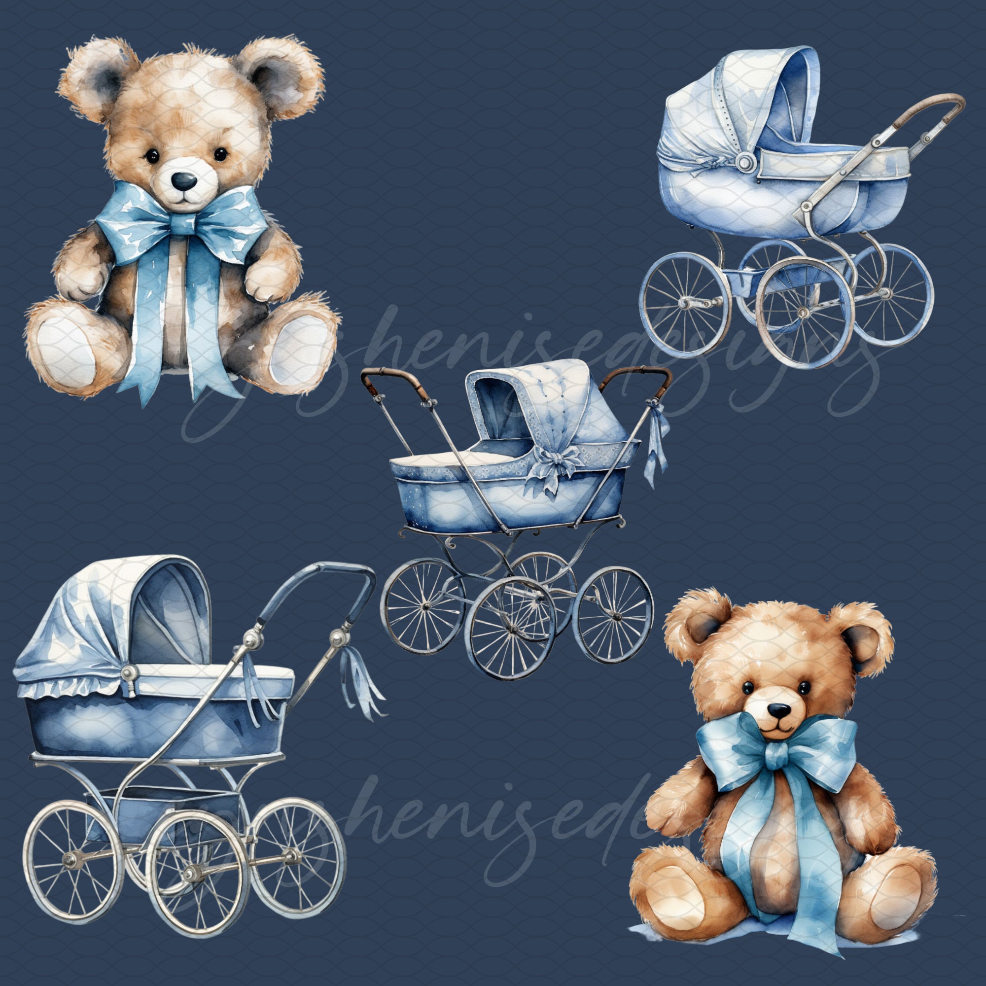 African American Baby Shower Clipart, Black Baby Boy Bundle Digital ...