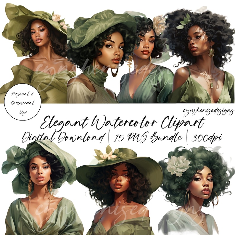 Black Woman Clipart, Black Girl Clipart, Black Girl Magic PNG, Glam ...