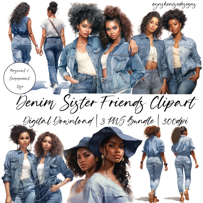 African American Black Woman Denim Clipart Black Girl - Etsy