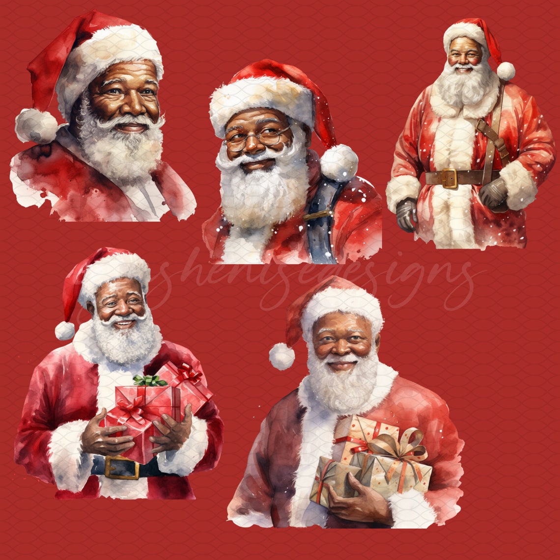 African American Santa Clipart, Black Santa Clipart, African American ...