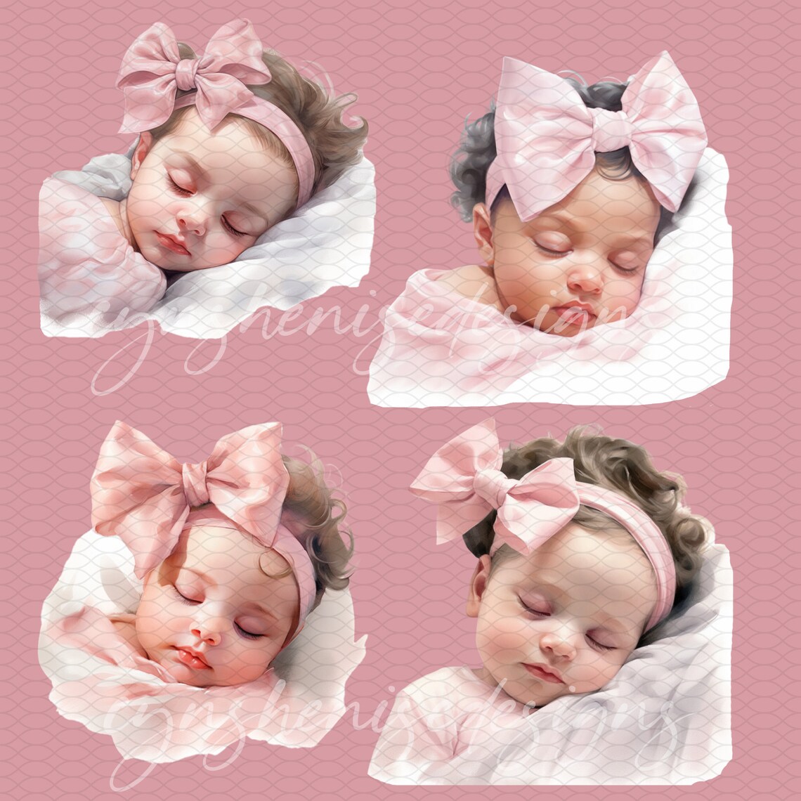 Baby Shower Clipart, Baby Girl Bundle Digital Clip Art, Newborn Nursery ...