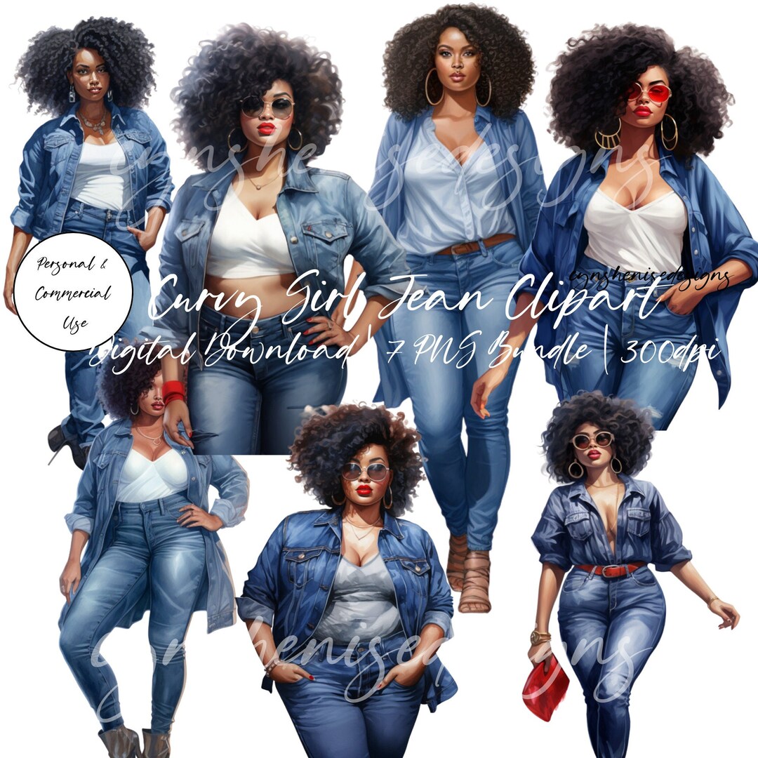 Black Woman Jean Denim Clipart, Black Girl PNG, Black Woman PNG, for ...