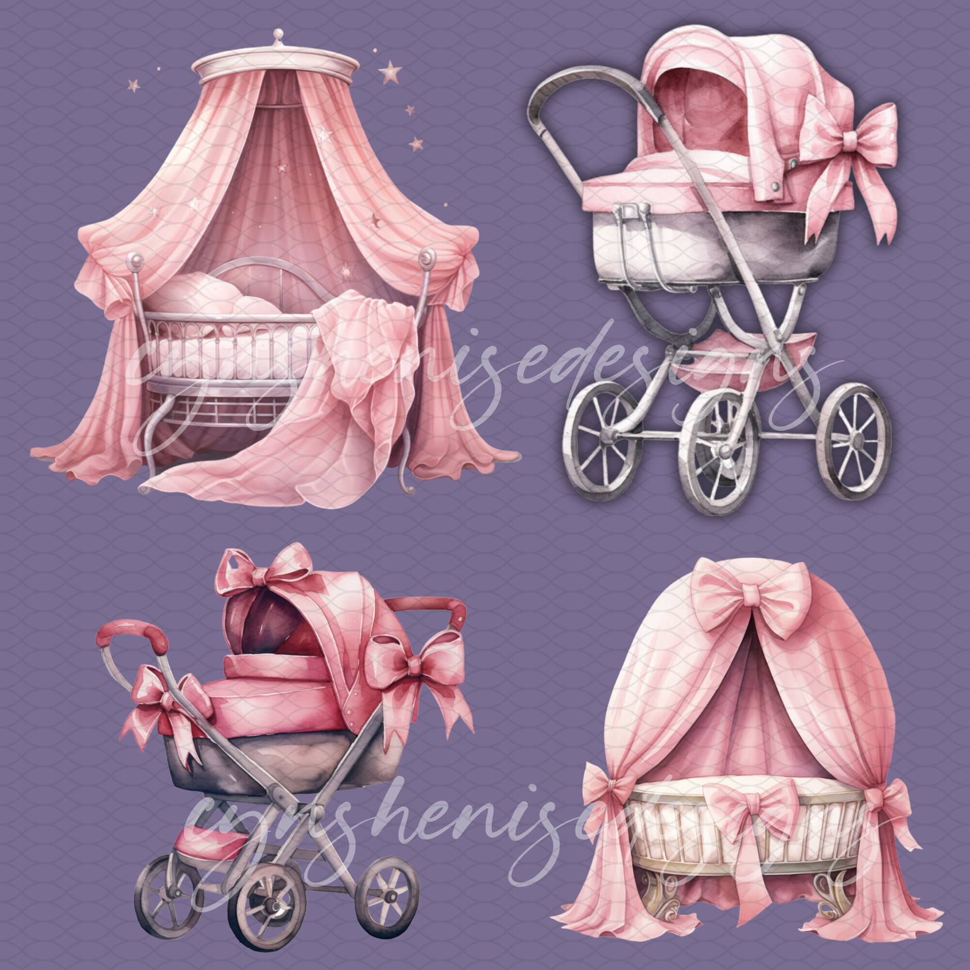African American Baby Shower Clipart, Black Baby Girl Bundle Digital ...