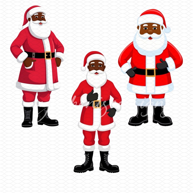 African American Santa Claus and Mrs Claus PNG Clipart, Black Christmas ...