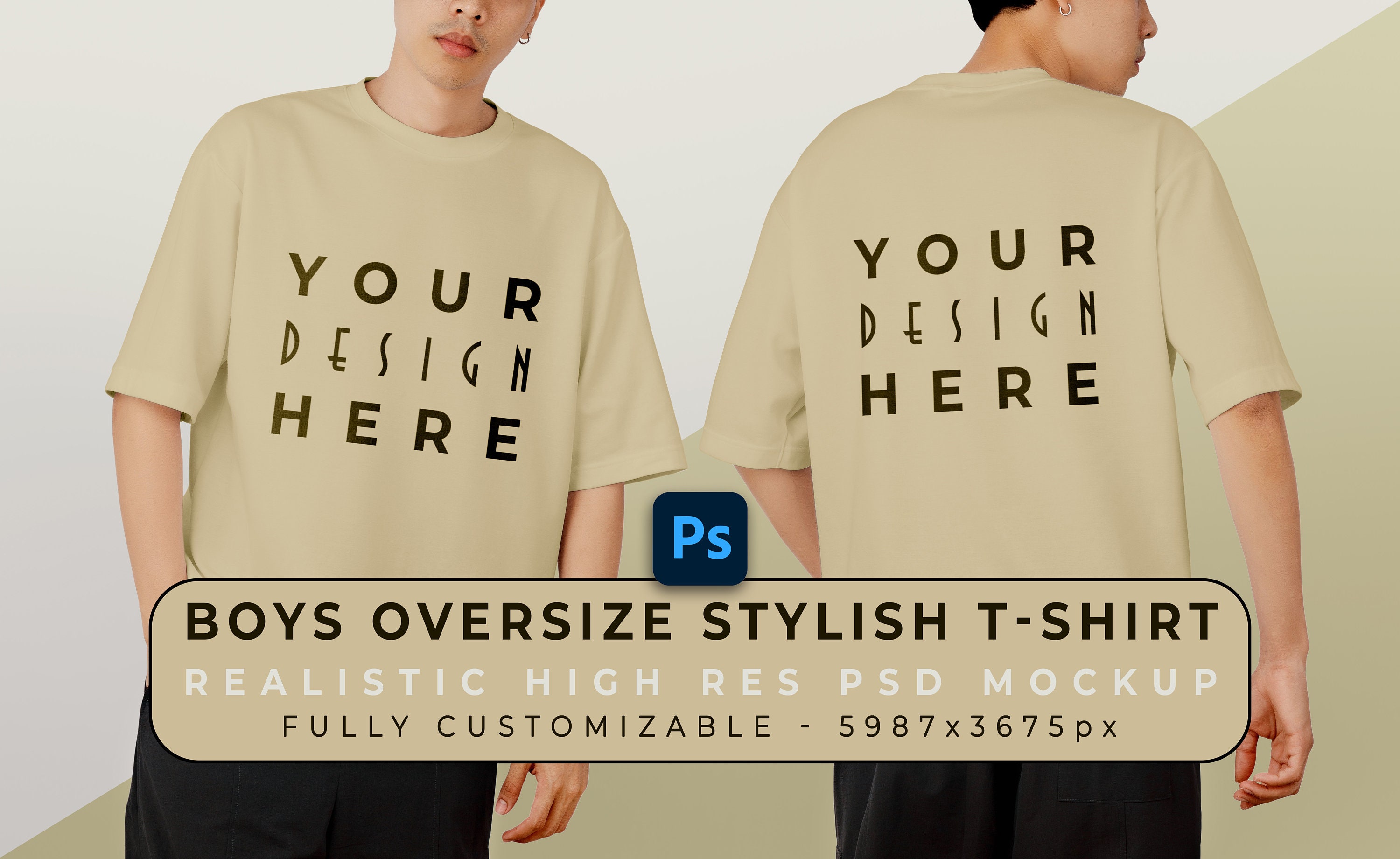 REALISTIC OVERSIZE T-SHIRT - High Res Psd T-shirt Mockup (back and ...