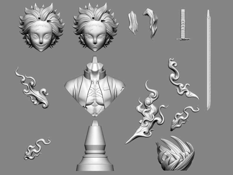 Sanemi Demon Slayer STL Model for Resin Figure 3D Printing 3D Model STL ...