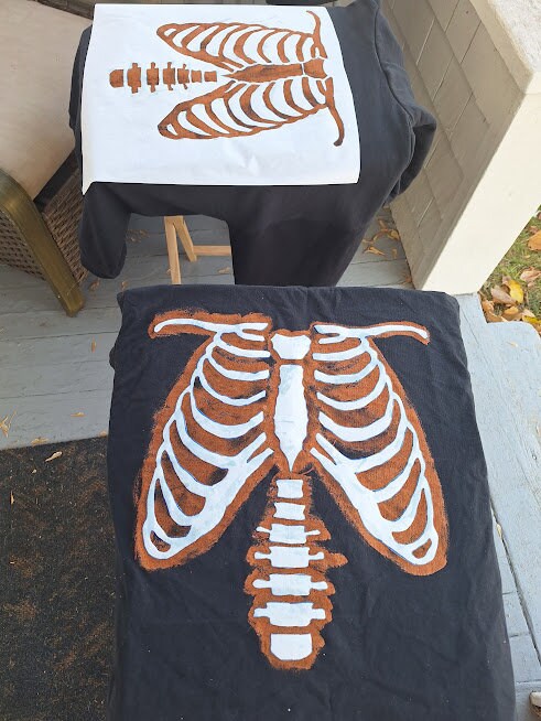 Skeleton Rib Cage Bleached Tshirt Size Medium Goth Punk Style Handmade ...