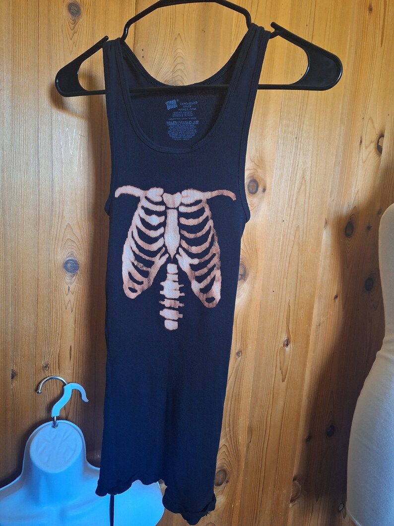 Bleached Skeleton Rib Cage Uni Sex Tank Top Ribbed Cotton Tank Handmade ...