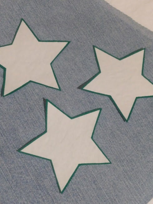 Glow in the Dark Iron on Stars Set of 3 Handmade From Cotton Fabric 3 ...
