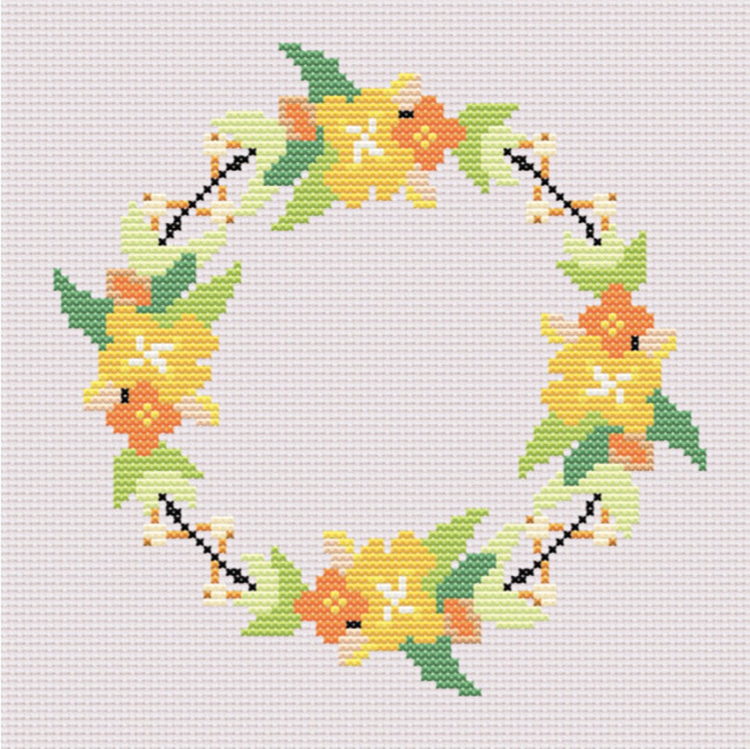 Orange Flower Ring Cross-stitch Pattern - Etsy