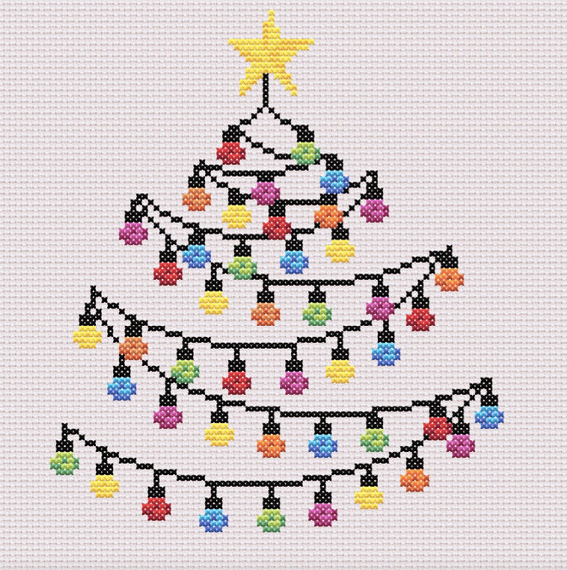 Christmas Lights Tree Cross-stitch Pattern - Etsy