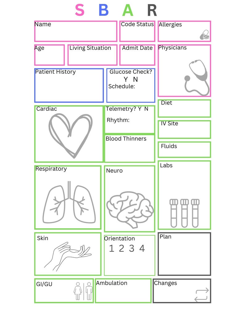 Color SBAR Nurse Report - Etsy
