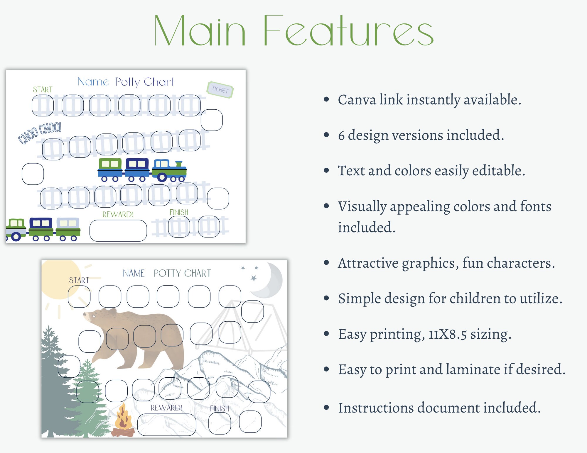 Printable Potty Training Chart for Toddlers | Reward Chart for Boys ...