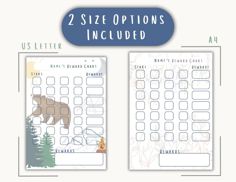 Customizable Kids Reward Chart | Instant Download | A4 & US Letter ...