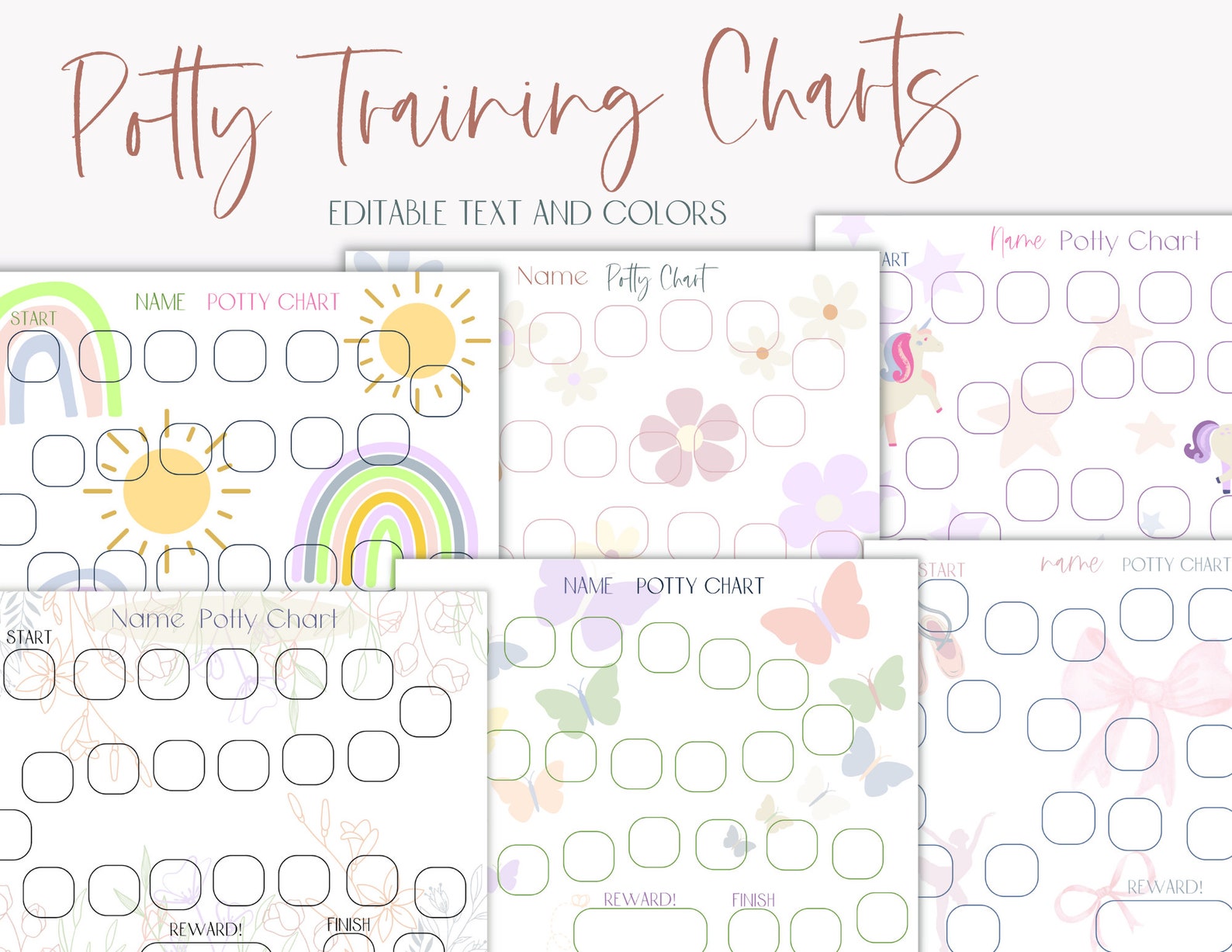 Potty Training Chart, Girl Potty Chart, Printable Potty Chart, Toddler ...