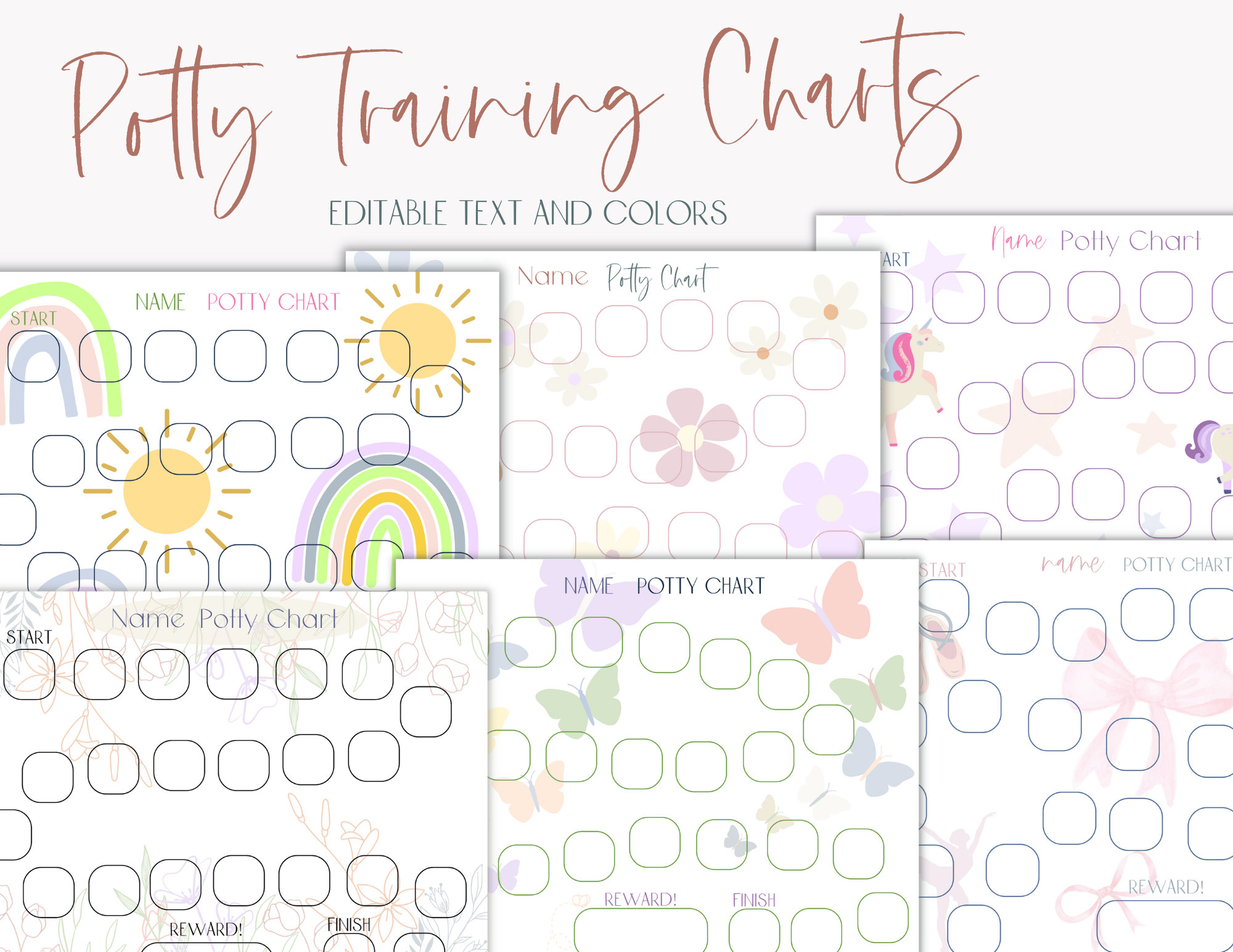 Potty Training Chart, Girl Potty Chart, Printable Potty Chart, Toddler ...