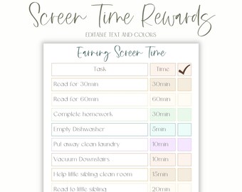 Kids Screen Time Checklist Printable | Daily Routine Chart for Summer ...