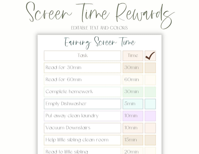 Screen Time Checklist, Screen Time Rewards, Kids Screen Time, Screen ...