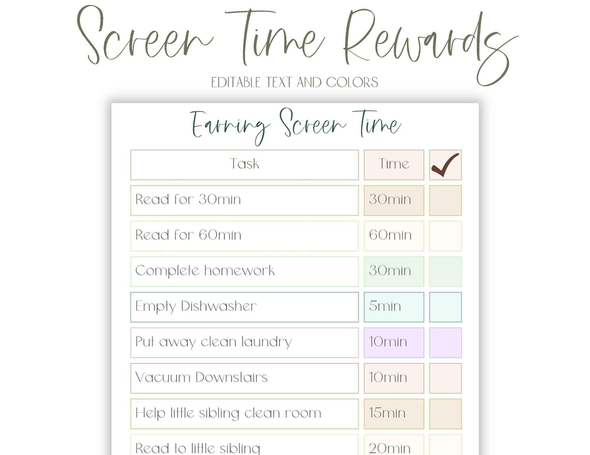 Screen Time Checklist, Screen Time Rewards, Kids Screen Time, Screen ...