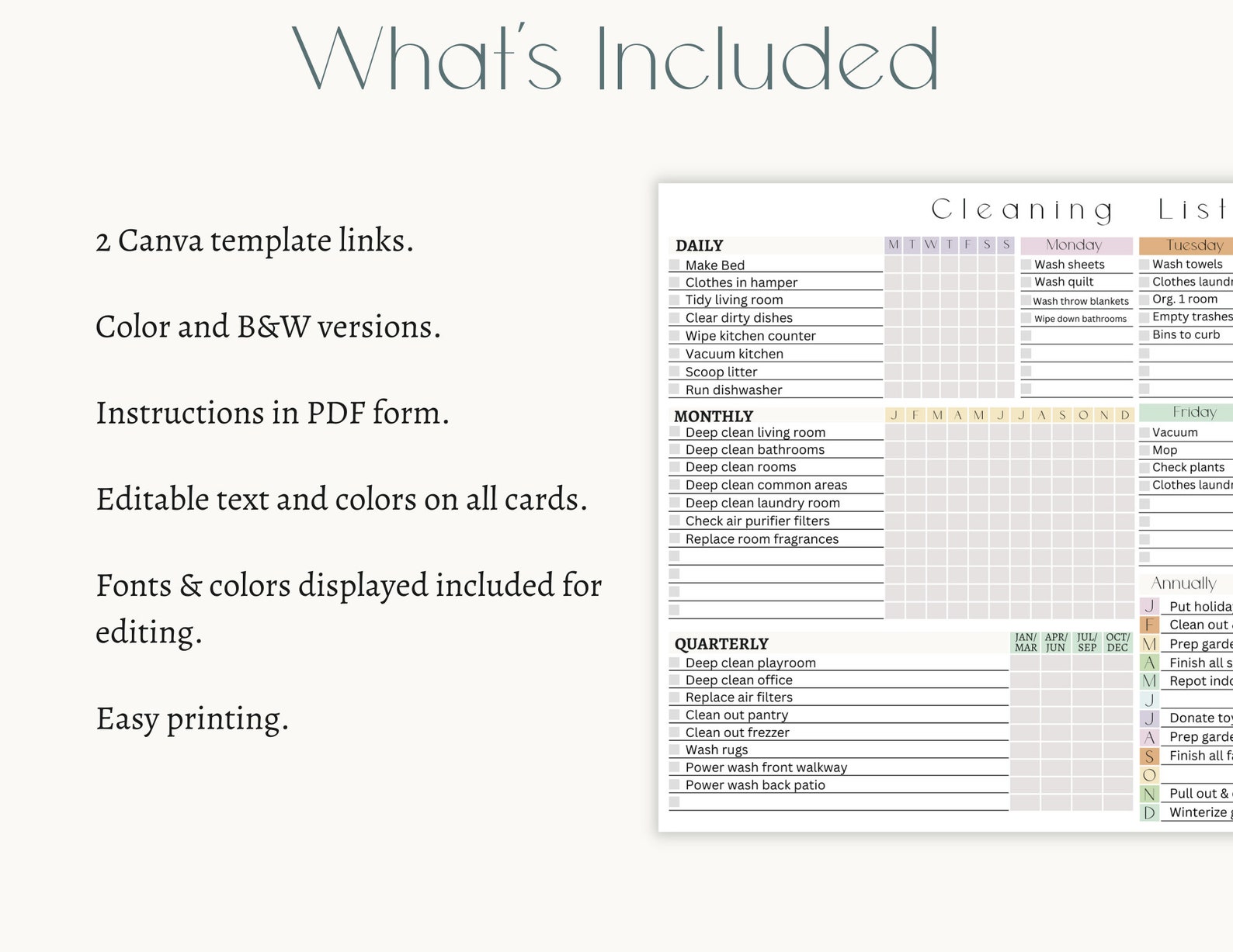 Editable Family Chore Chart Printable | Household Cleaning Schedule ...