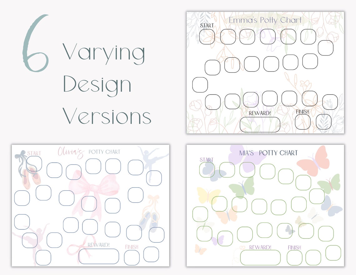 Potty Training Chart, Girl Potty Chart, Printable Potty Chart, Toddler ...