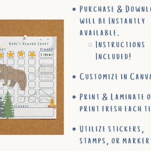 Customizable Kids Reward Chart | Instant Download | A4 & US Letter ...