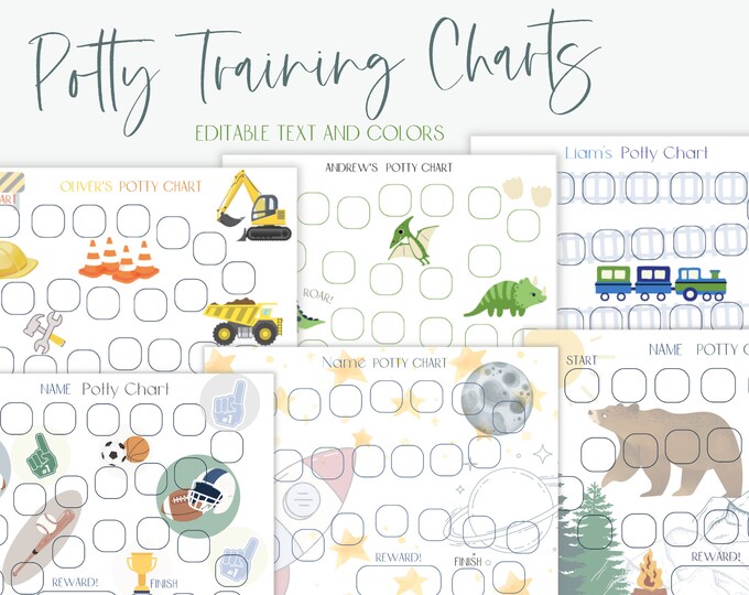 Printable Potty Training Chart for Toddlers | Reward Chart for Boys ...
