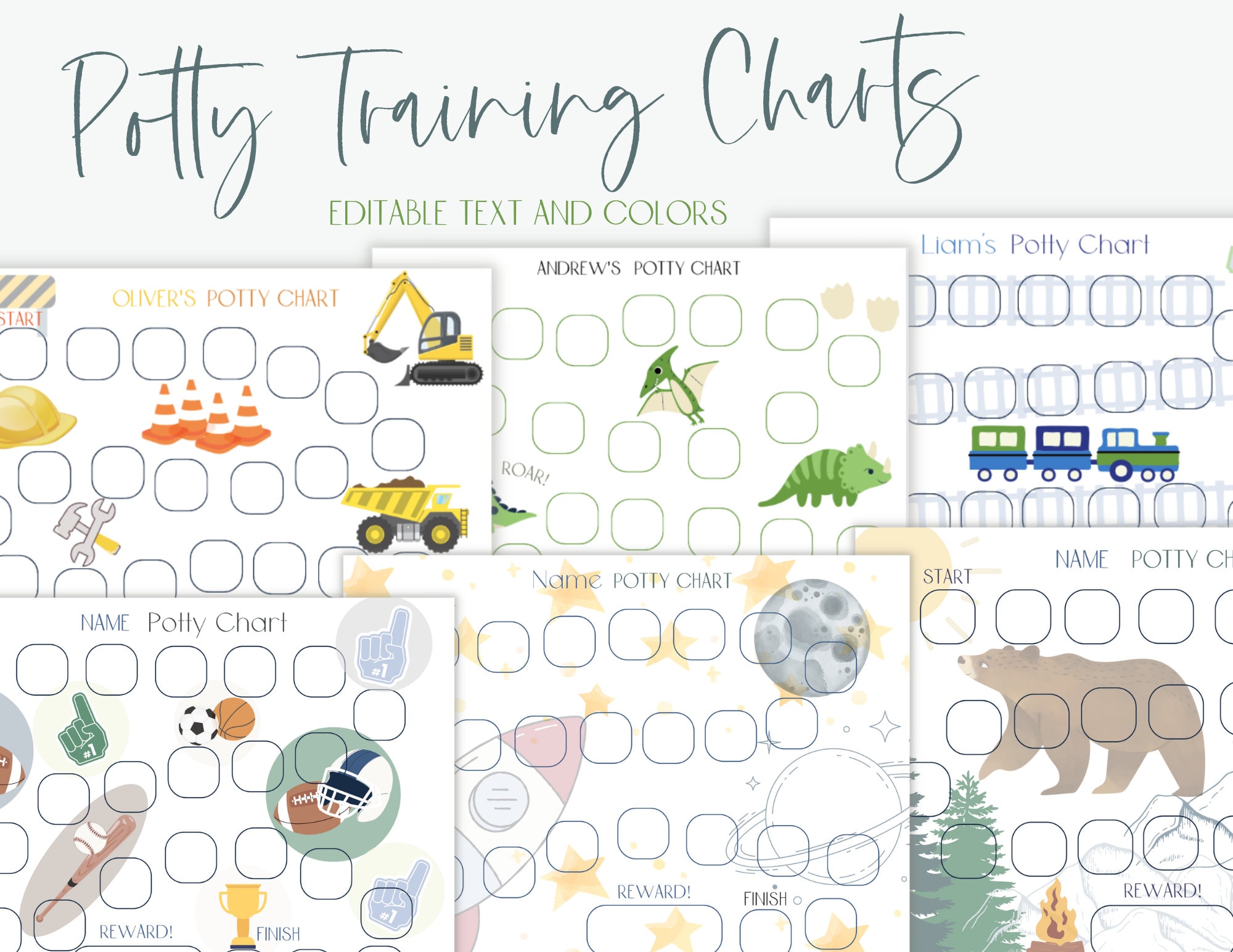 Potty Training Chart, Boy Potty Chart, Printable Potty Chart, Toddler ...