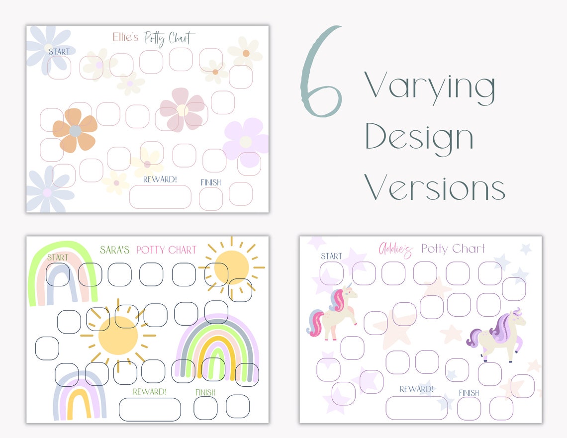 Potty Training Chart, Girl Potty Chart, Printable Potty Chart, Toddler ...