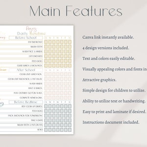 Kid's Daily Routine Checklist, Family Chore Chart, Responsibilty Chart ...