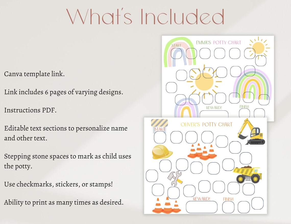 Potty Training Chart, Toddler Reward Chart, Sticker Chart, Printable ...