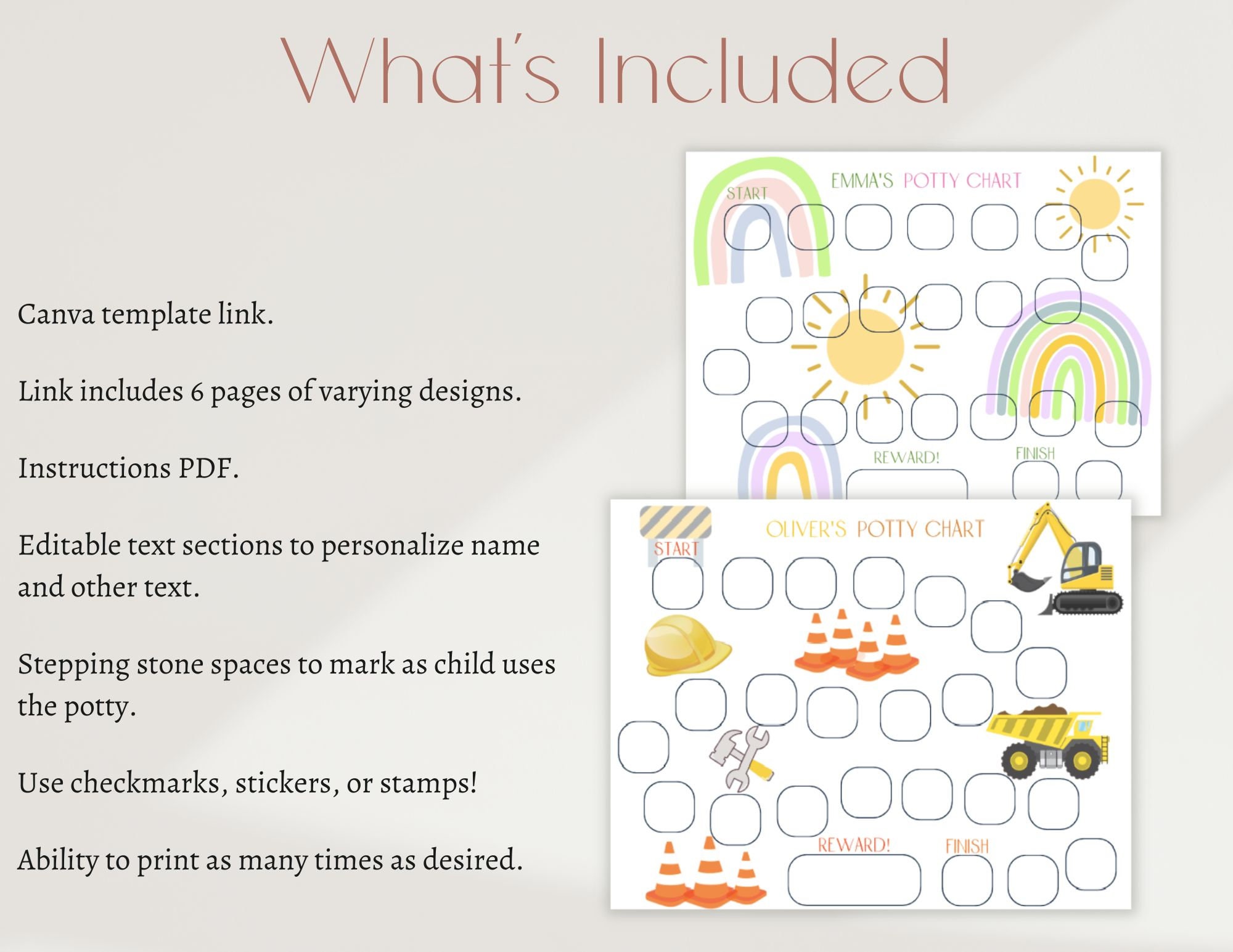 Potty Training Chart, Toddler Reward Chart, Sticker Chart, Printable ...