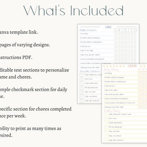Kids Chore Chart Printable | Family Chore Chart Template | Daily ...